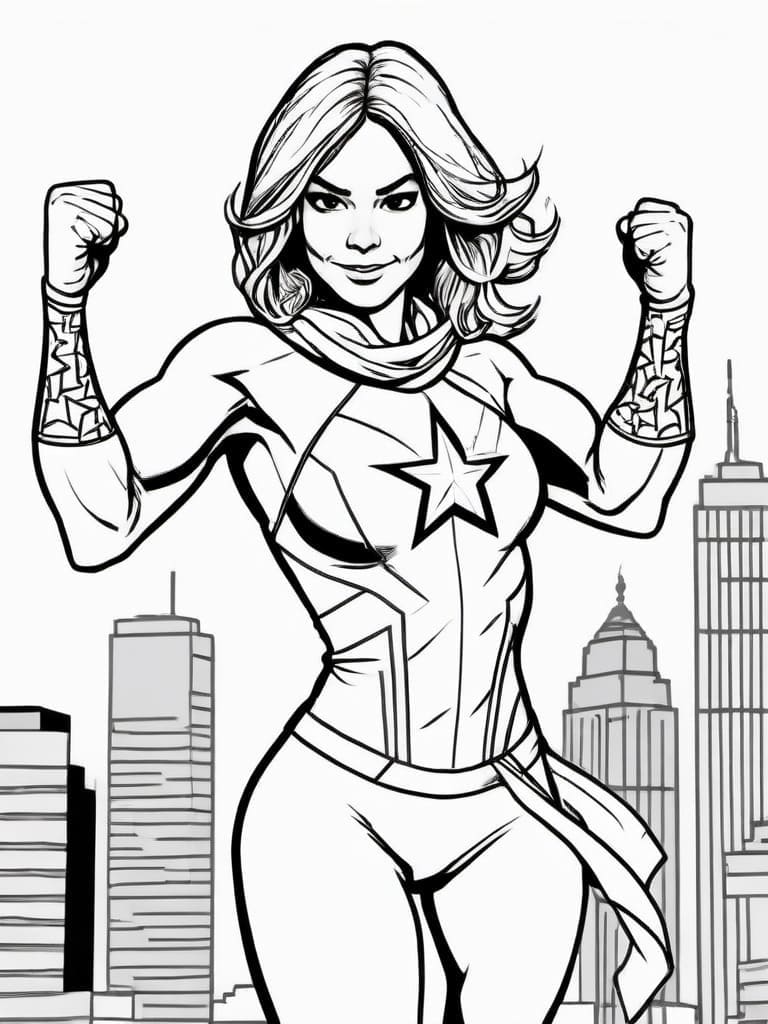Kamala Khan as Ms. Marvel in Power Pose - Free Printable Coloring Page