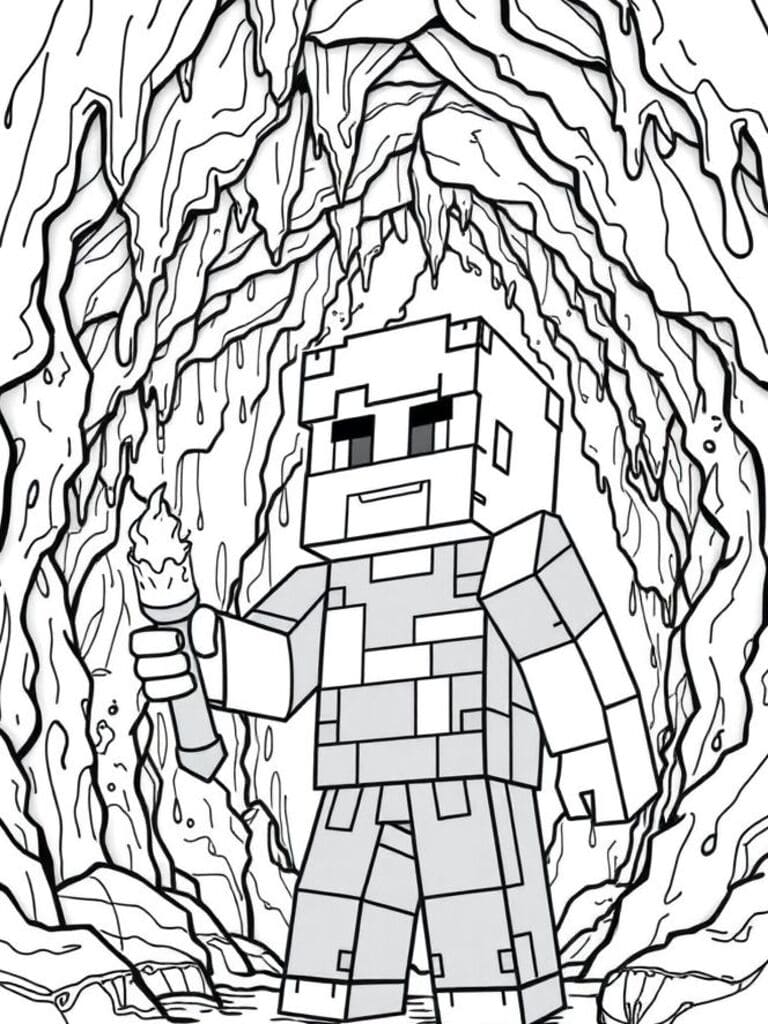 Free Brave Explorer with Torch Coloring Page PDF