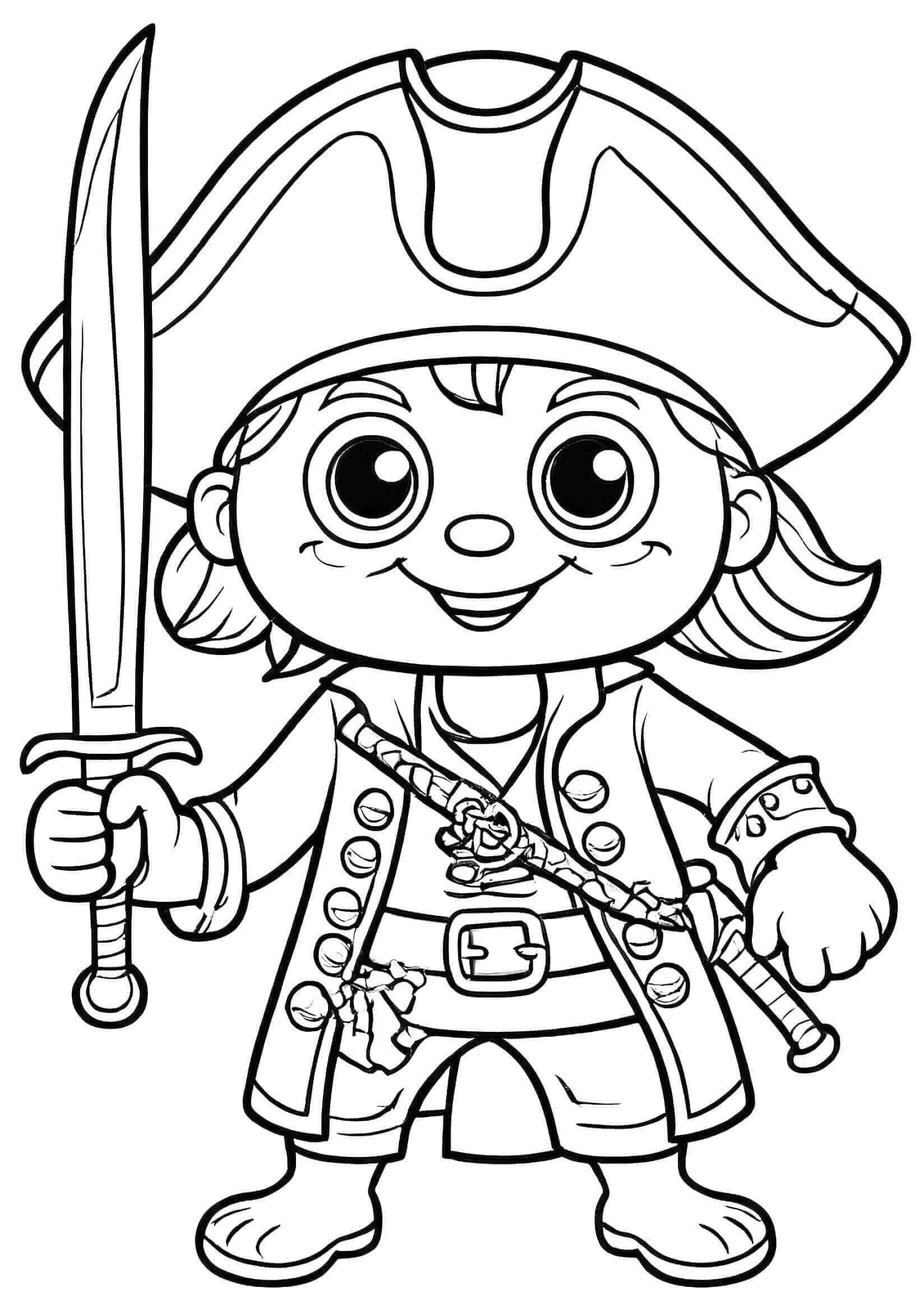 Pirate Boy with Sword Free PDF Coloring Page