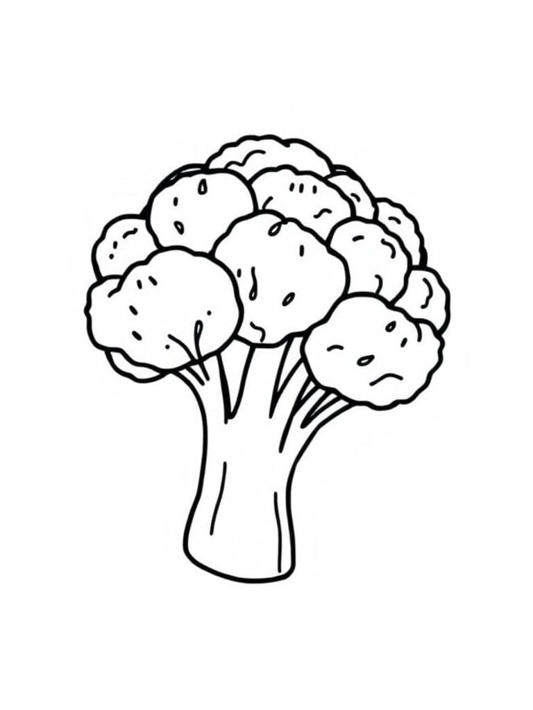 Free Broccoli Florets on Thick Stem Coloring Page PDF