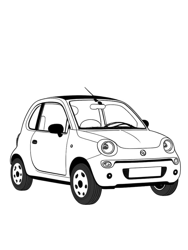 Cute Mini City Car Free PDF Coloring Page