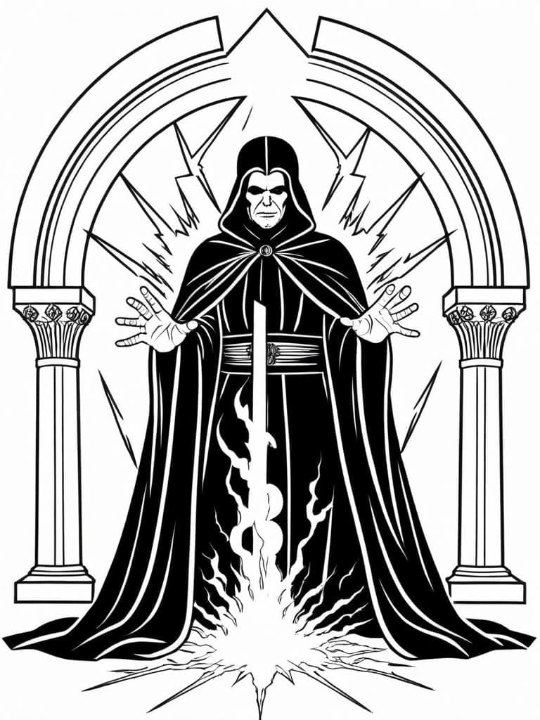 Free Emperor Unleashing Force Lightning Coloring Page PDF