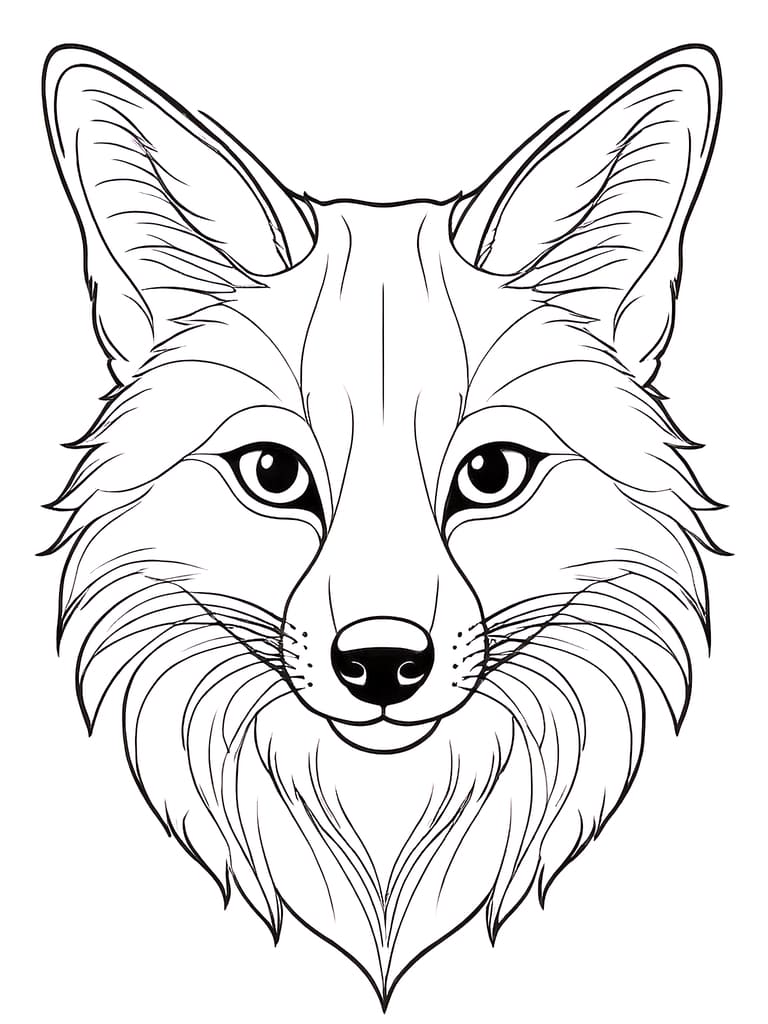 Free Fox Face with Intense Eyes Coloring Page PDF