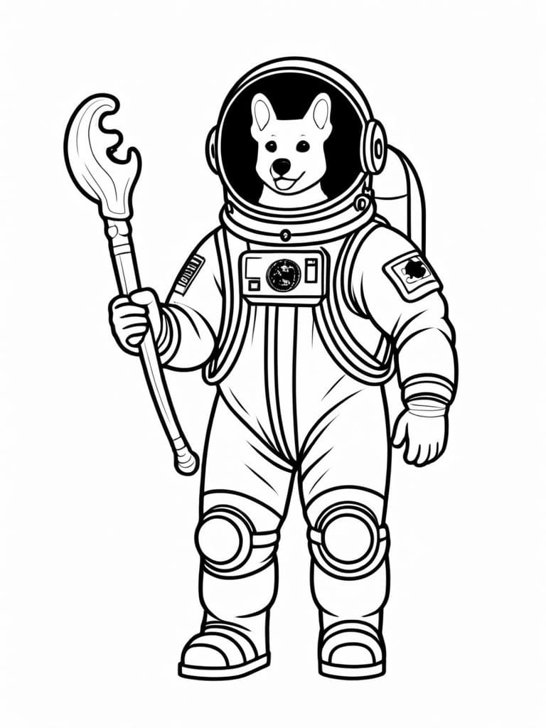 Free Dog Astronaut Coloring Page PDF