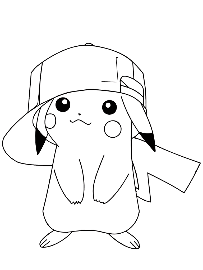 Free Pikachu Wearing Backward Cap Coloring Page PDF