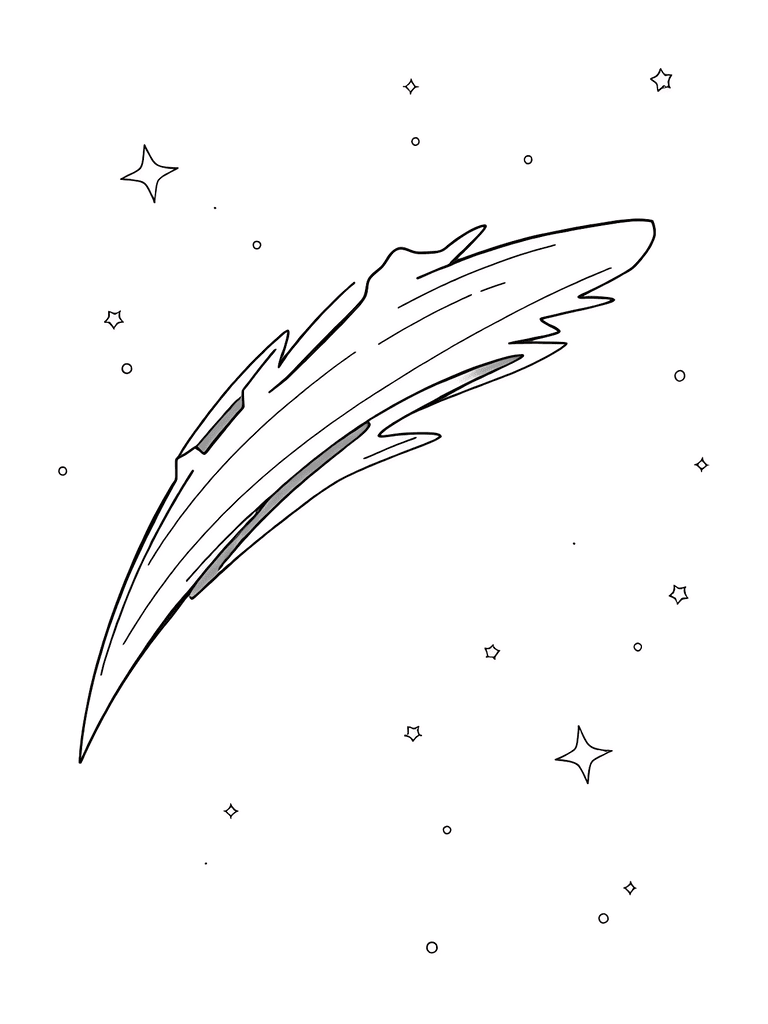 Free Comet Tail Among Twinkling Stars Coloring Page PDF