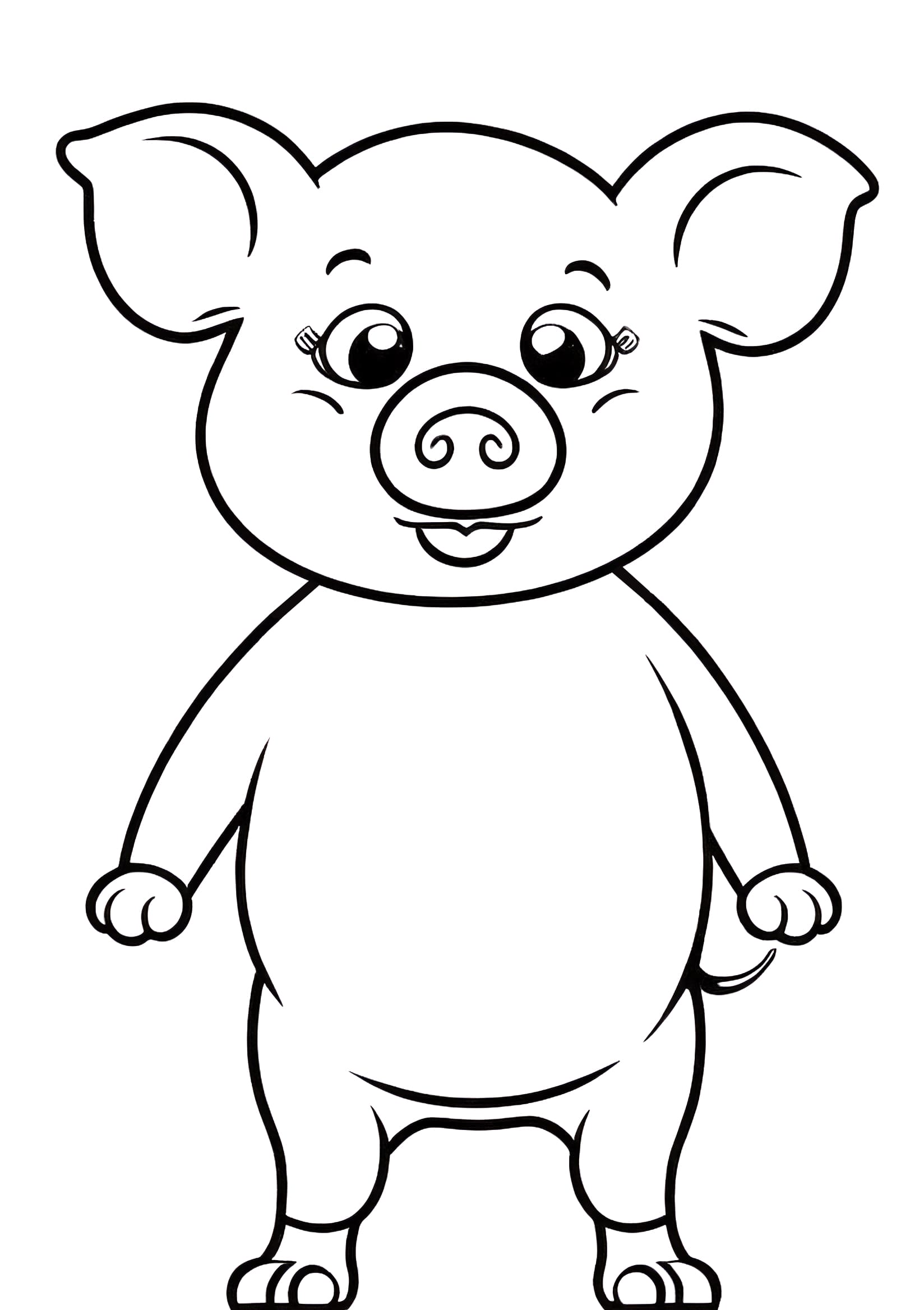 Smiling Piglet Full Body Free PDF Coloring Page